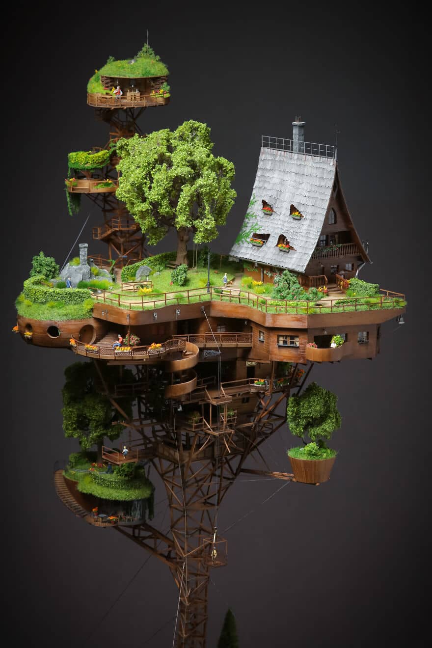 Artist Creates Highly-Detailed Miniature Village Using Popsicle Sticks ...